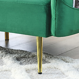 Anwick Velvet Convertible Futon Sofa Bed, Memory Foam Futon Couch Sleeper Sofa, Modern Loveseat Sofa with Adjustable Backrest and Armrests for Home Living Room Office (Green)