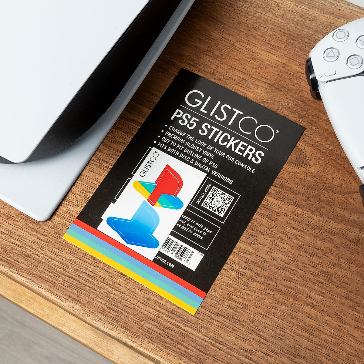 Retro Sticker Underlay - Glossy Vinyl Decal Compatible with Original PS5 (2 Pack)