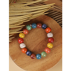 MINACHI Bohemian Colorful Round Beads Bracelet, Boho Jewelry Gift for Women