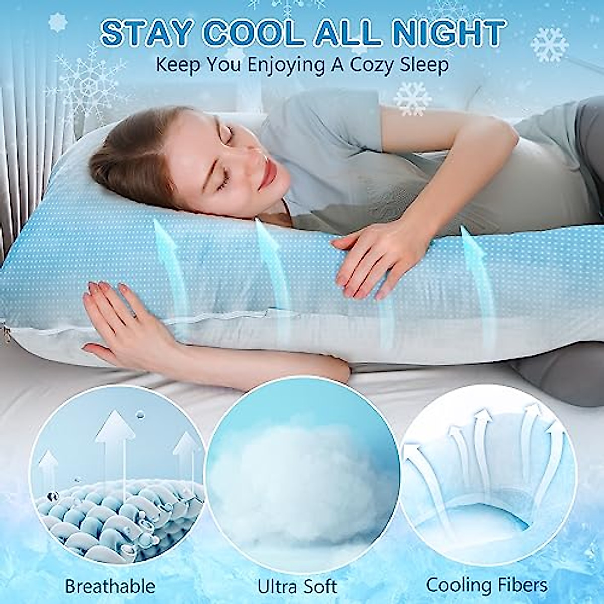Pregnancy Pillows, U Shaped Full Body Pillow with Washable Velvet Cover, 55 Inch Maternity Pregnancy Pillows for Sleeping, Support for Back, HIPS, Legs, Belly for Pregnant Women (Light Gray)