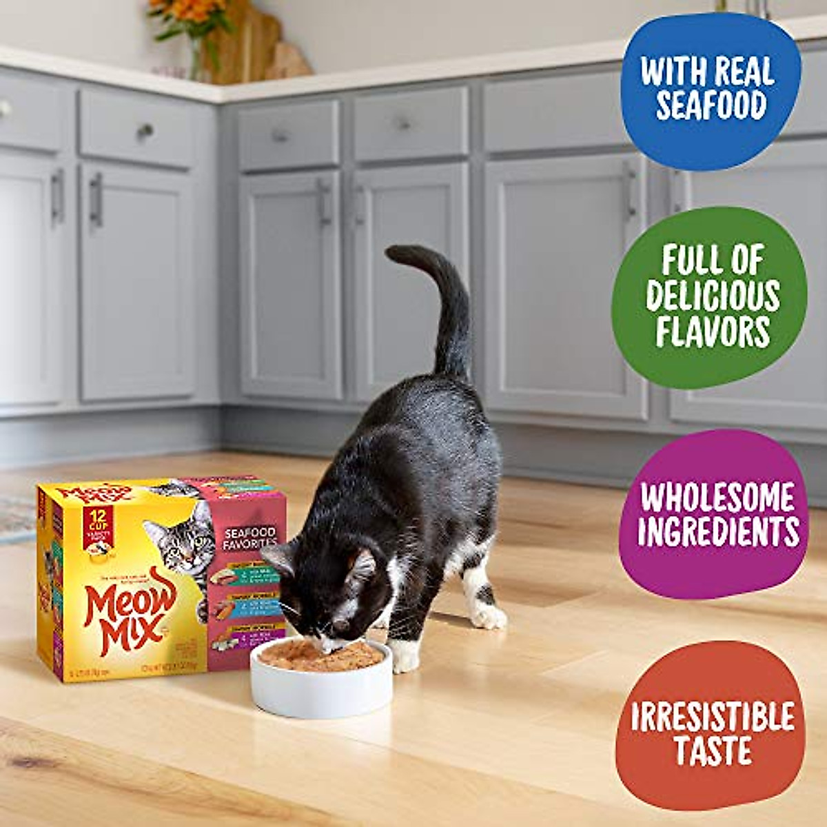 Meow Mix Seafood Selections Wet Cat Food, Variety Pack, 2.75 Ounces Cup (Pack of 24)