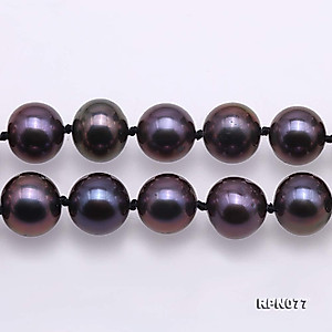 Pearl Necklace for Women AAA Single Strand 8.5-9.5mm Freshwater Cultured Black Pearl Necklace 18"