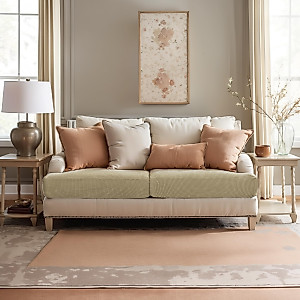 SUBRTEX Stretch Cushion Covers Couch Cushion Slipcovers RV Seat Covers Chair Loveseat Sofa Cushion Protector Spandex Elastic Furniture Protector for Seat (2 Packs, Sand)