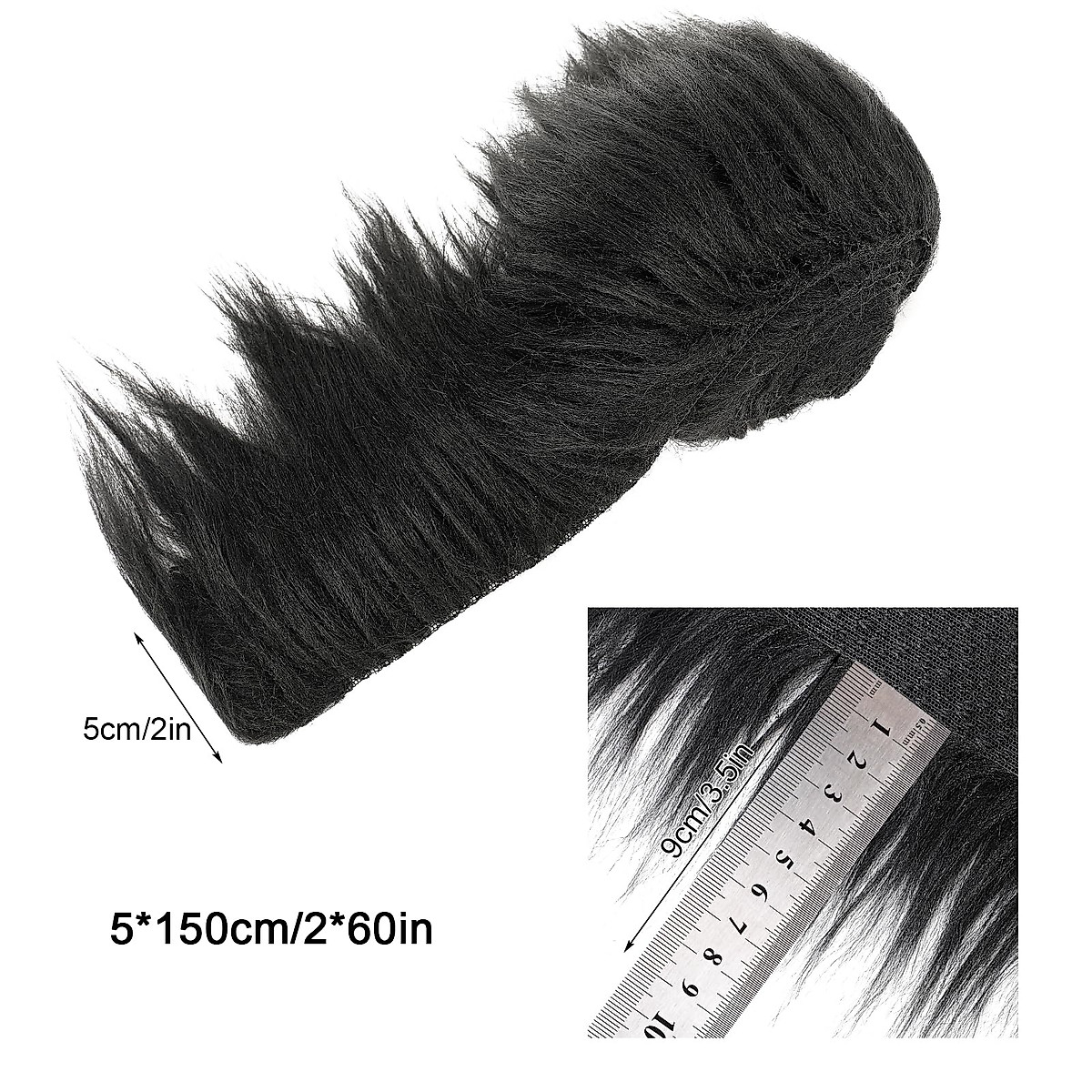 QKURT 2 Pieces Fluffy Fuzzy Faux Fur, Furry Fur Fabric Cutting Rolls Colorful Shaggy Plush Faux Fur Fabric Fluffy Fuzzy Craft Fur for DIY Craft Cosplay Costume Clothing Decoration