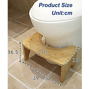 Bamboo Toilet Stool for Adults, JACNITAD 6.5 Inch Toilet Poop Stool, Bathroom Toilet Poop Stool with Non-Slip Mat for Adults, Children, Original Simple Design Healthy Portable Adult Toilet Poop Stool.
