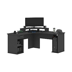 Bestar Hampton L-Shaped Corner Gaming Desk, 66W, Graphite
