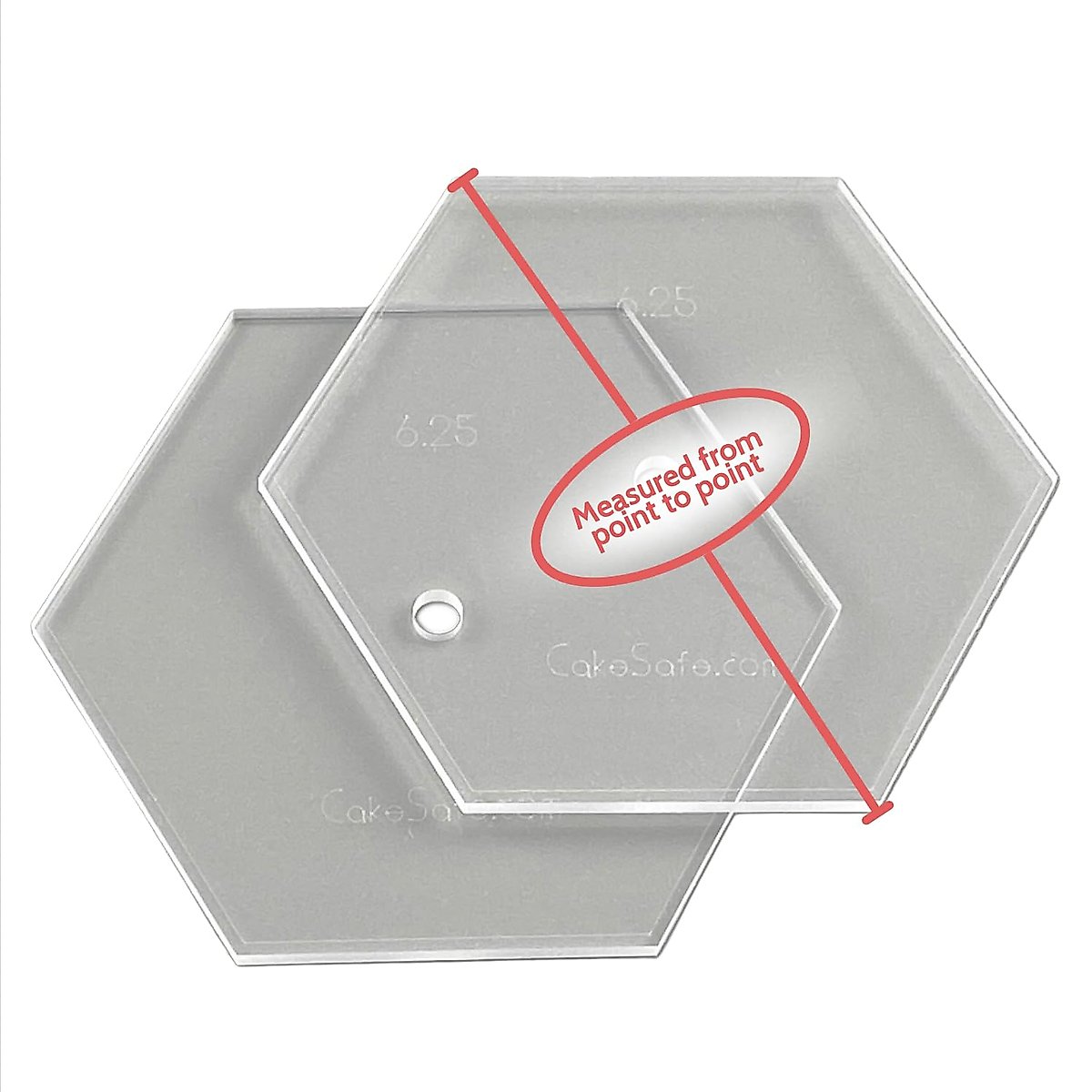 CAKESAFE 10.25 Inch Hexagon Acrylic Disk Set – 2-10.25” Clear ¼” Acrylic Buttercream Disks – Perfect Tool to Smooth the Frosting on Your Cakes, Disk Size and Perimeter Border Engraved on all Disks