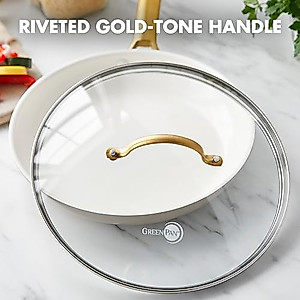 GreenPan Reserve 10" Tempered Glass Lid for Pots and Pans Cookware, Gold-Tone Handle with Matte Finish, Dishwasher and Oven Safe