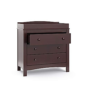 Graco Noah 3 Drawer Chest with Changing Topper (Espresso) – GREENGUARD Gold Certified, Baby Dresser With Changing Table Top, Dresser for Nursery, 3 Drawer Kids Dresser