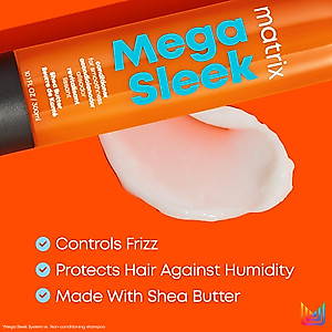 Matrix Mega Sleek Conditioner | Smoothing, Anti-Frizz, Detangling | For Dry, Damaged & Frizzy Hair | Salon Professional Conditioner | With Shea Butter | 10.1 Fl. Oz. | Vegan