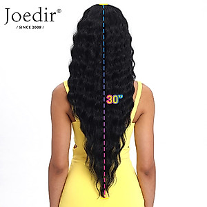 Joedir Lace Front Wigs 30'' Long Wavy Synthetic Wig 4.5" Deep Part HD Transparent Lace For Women 130% Density Wigs(BLACK COLOR)