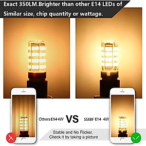 SSXBF E14 LED Light Bulbs, E14 European Base Bulb, 4W Equivalent 40W Incandescent Bulb, Warm White 3000K, 350LM,5-Pack