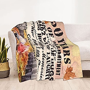 50th Anniversary Blanket Gifts, 50th Anniversary Wedding Gifts for Couple, Golden 50 Years of Marriage Gifts for Dad, Mom, Grandpa, Grandma, Grandparents, Throw Blanket for Wife Husband 50"x60"