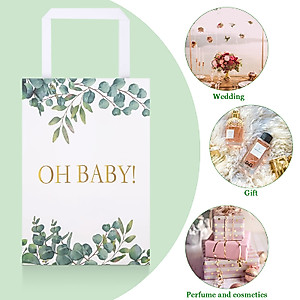 18 Pieces Large Baby Shower Party Gift Bags Watercolor Jungle Theme Paper Gift Bags Greenery Candy Bags for Baby Shower Bridal Wedding Christmas Supplies
