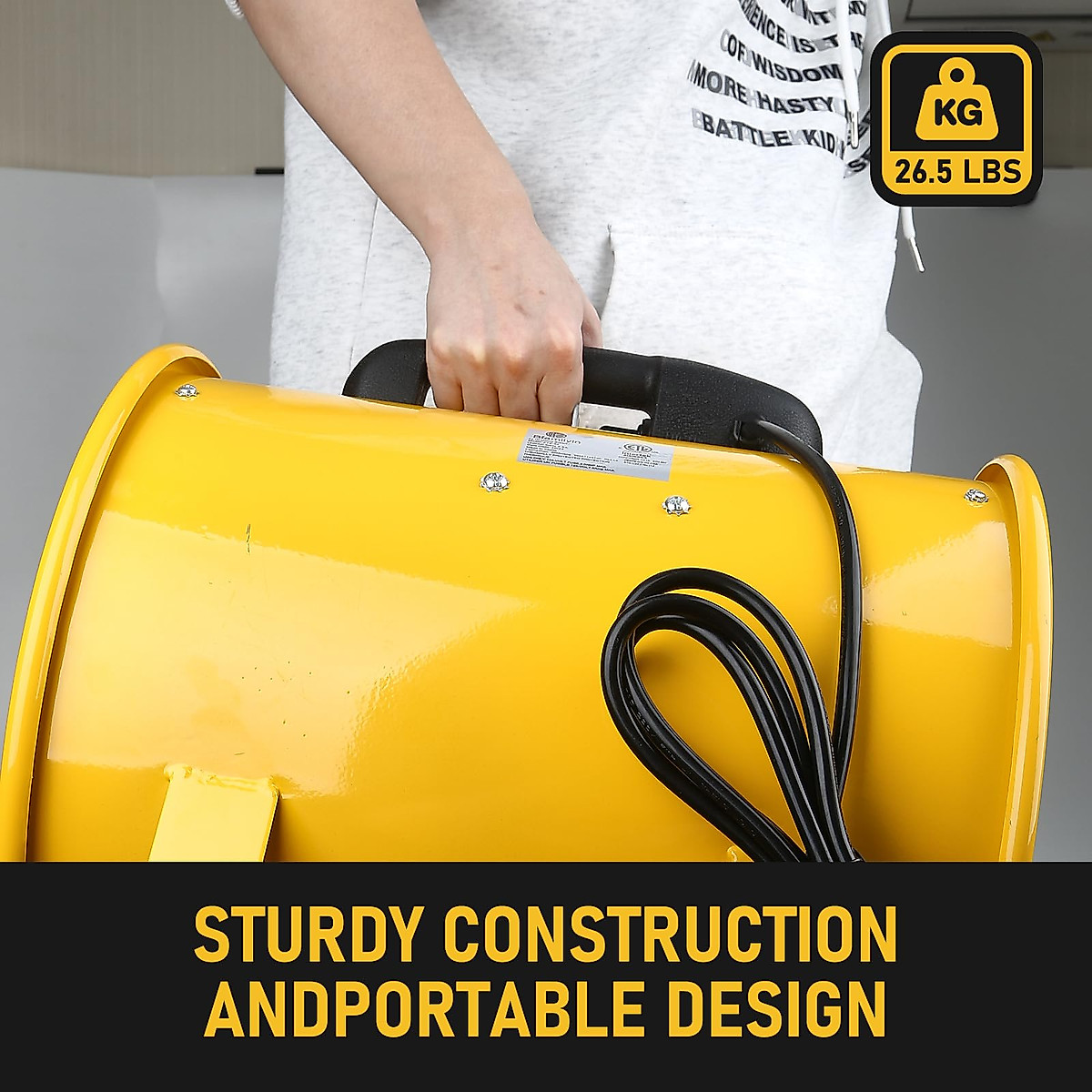 YRWTO High Velocity 12 Inch Air Mover Blower Fan, Portable Ventilation Fan for Cooling, Ventilating, Drying Wet Areas, Blows 3900 m3/h Fumes, Odors at Commercial Sites