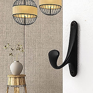 DECMATE 5 Packs Heavy Duty Wall Mounted Coat Hooks with 10 Screws Hardware Contemporary Metal Single Hooks Flat Black for Hanging Coat, Scarf, Bag, Towel, Cap, Cup, Hat …