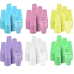 Pruvade Disposable Cups | 50 Pack | 5 oz Plastic Cups, Small Bathroom Cups Perfect as Medicine, Water, Rinsing, Mouthwash Cups, Party Cups, Dental Cups, Multicolor Cups for Kids | Pink Cups