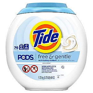 Tide PODS Free & Gentle Liquid Laundry Detergent Pacs, 76 count