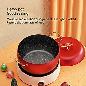 LMPN Cooking Pot, Soup pot 6L 26cm Apple Shape Enameled Cast Iron Dutch Oven with Dual Handle Suitable for All stoves, Saucepan Grill Pan Induction Cooker Gas, Kitchenware