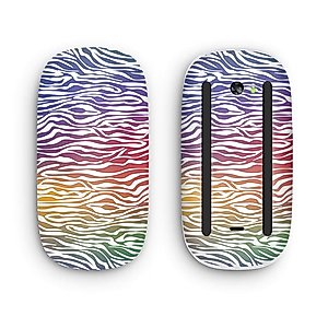 Design Skinz Colorful Vector Zebra Animal Print Vinyl Decal Compatible with The Apple Magic Mouse 2 (Wireless, Rechargable) with Multi-Touch Surface