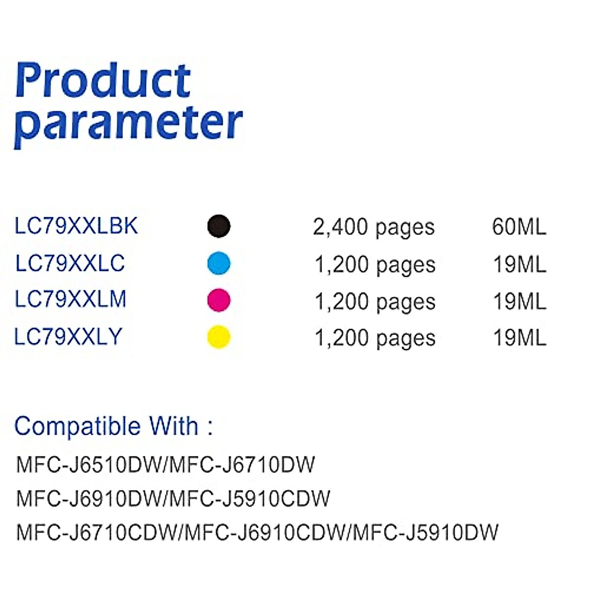 EASYPRINT Compatible (2xBCMY, 2SET) LC79XXL Ink Cartridges Replacement for HY LC79xl Used for Brother MFC-J6510DW MFC-J6710DW MFC-J6910DW MFC-J5910CDW MFC-J6710CDW MFC-J6910CDW MFC-J5910DW, (8-Pack)