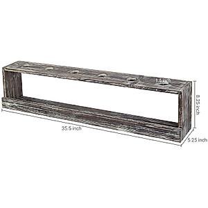 MyGift Wall Mounted Torched Wood Table Tennis Rack for Ping Pong Paddles and Balls Storage Shelf