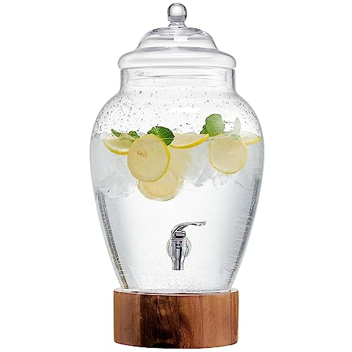 American Atelier Madera Beverage Dispenser Cold Drink Dispenser w/ 3-Gallon Capacity Glass Jug, Leak-Proof Acrylic Spigot in Gorgeous Gift Box Great for Parties, Weddings & More