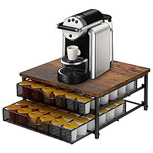 Coffee Pod Drawer Holder Capsule Storage Organizer 2 Tier Coffee Pods Holder With Sliding Baskets for 72 Capacity K Pod, Suit for Home Office Cafe Counter (Black)