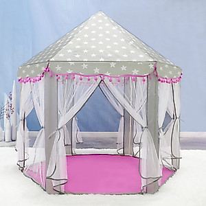Play Tent for Kids Princess Castle Girls Playhouse, Princess Tent for Indoor Outdoor Fun, Gift for Toddlers Boys Girls(55"x53")