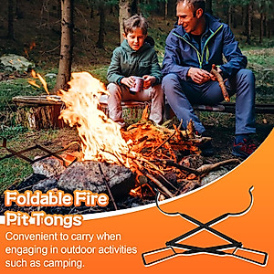 45in Extra Long Fire Poker - Blow Poke, 25in Fire Tongs, Portable Fire Pit Tools, Fireplace Poker and Tongs Set for Campfire Bonfires Wood Stove Firewood