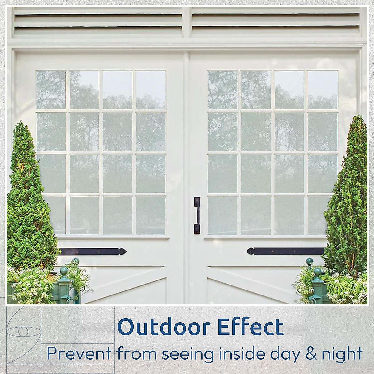 rabbitgoo Window Privacy Film, Frosted Removable Glass Covering for Bathroom, Opaque Static Cling Heat Control Door Sticker for Home Office Living Room, Non-Adhesive (Matte White, 17.5 x 78.7 inches)