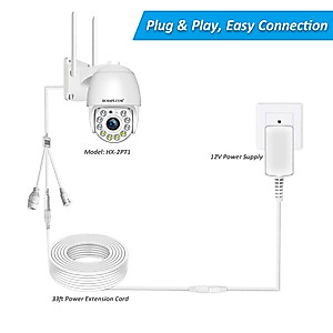 DC 12V Power Extension Cord, Hosafe 33ft White Security Camera Power Adapter Extension Cable, 5.5 * 2.1mm Power Cord Connector for Home Security Camera, Nvr, Router, Switch, Projector