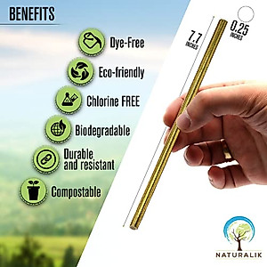 Naturalik 100-Pack Biodegradable Gold Paper Straws- Extra Durable Metallic Gold Drinking Straws- Gold Straws for Birthday, Wedding, Bridal/Baby Shower, Christmas celebrations, cake pops,Party Supplies