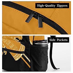 BigBigift Customized Cheer Yellow Black Cheerleaders Waterproof Backpack with Name for Hiking Camping Picnic 12.2(L)x5.9(W)x16.5(H)inch