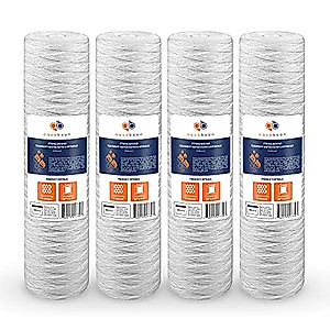 Aquaboon 5 Micron 20x4.5" String Wound Sediment Water Filter Cartridge | Whole House Sediment Filtration | Compatible with PC40-20, WP1BB20P, 355222-45, WPP-45200-01, WPP-45200-01, 84650, 4-Pack