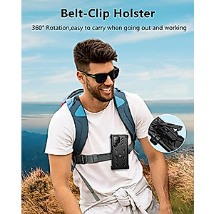 FNTCASE for Samsung Galaxy S22 Ultra Case: Dual Layer Shockproof Protective | Rugged Kickstand & Drop Proof TPU Bumper | Durable Belt-Clip Holster Full Body Protection Heavy Hard Cell Phone Cover 5G