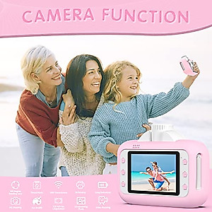 Barchrons Instant Print Digital Kids Camera 3.5 inch Large Screen 1080P Rechargeable Kids Camera for Girls Video Camera with 32G SD Card Gift for 6-12 Years Old