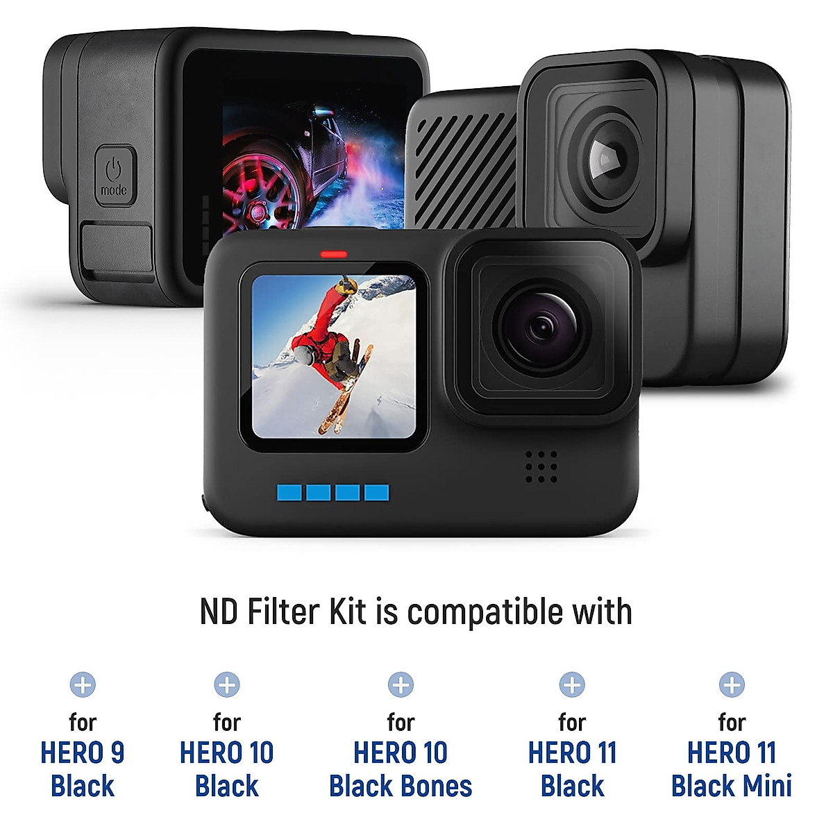 NEEWER ND Filter Set Compatible with GoPro Hero 12 Hero 11 Hero 10 9 Black, 4 Pack (ND8 ND16 ND32 CPL) Multi Coated HD Slim Neutral Density Polarizer Lens Filter Kit Action Camera Accessory (Black)