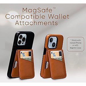 Sena Wallet Phone Stand, Card Holder Attachment for Apple iPhone 12/13/14/15 Pro/Max/Max Pro, iPhone Leather Wallet with MagSafe (Tan)