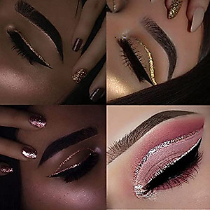 DekRion Glitter Eyeliner,Gold Giltter Eyeliner, Long-lasting Waterproof Eyeliner Eye Glitter Makeup, Silver, Gold, Pink Green High-pigmented Colorful Glitter Eyeliner Liquid