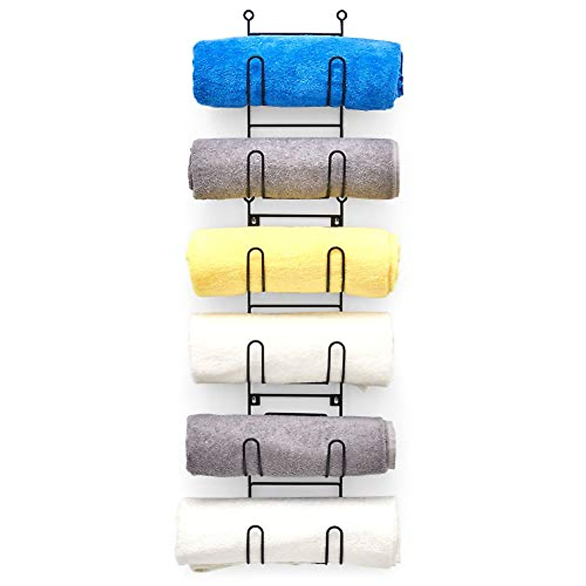 EZOWare 6 Wine Bottle Wall Mounted Metal Holder Rack, Detachable Multipurpose 6 Level Towel Storage Organizer Shelf