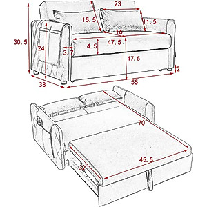 ERYE Blue Velvet 2 Pillows Side Pockets, 55"