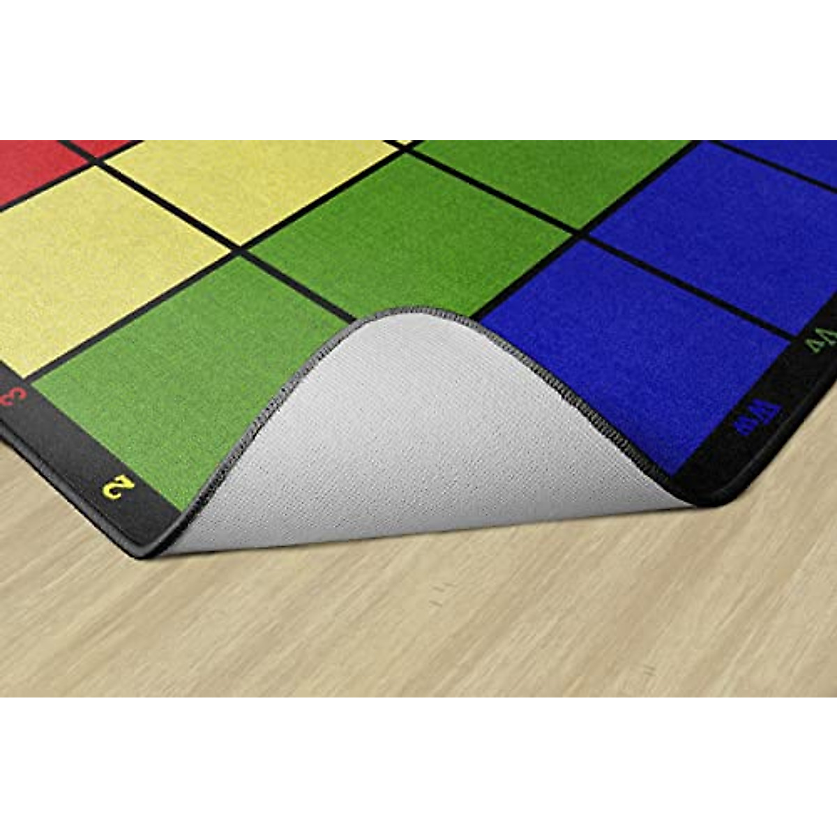 Flagship Carpets Learning Grid Colorful Numbers and Letters Kids Seating Area Rug for Classroom, Play Area Mat, Home Learning or Kids Room Carpet, 7'6" x 12', Seats 24