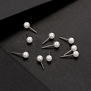 Charisma 5mm Composite Pearl Earrings Round Ball Pearls Stud Earrings Hypoallergenic 12 Pairs Imitation Pearl Earrings Set for Women