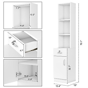 Paddie Wall Mount Barber Station Hair Stylist Salon Equipment Set Beauty Spa Furniture with Shelves/Lockable Drawers/Storage Cabinet (White2)