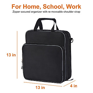 Zipper Binder, 2 Inch 3-Ring Binder with Zipper, Multi Pockets Organizer Binder, 500 Sheet Capacity, Comes with Shoulder Strap, Black