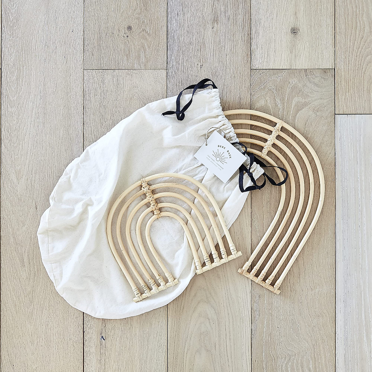 BEBE BASK Rattan Rainbow Nursery Decor Set of 2 - Handmade - Rainbow Decor for Girls Room - Wall Decorations