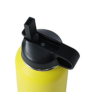 32 oz Baseball Sports Water Bottle Insulated 2 Lids Straw Travel Tumbler Durable Stainless Steel Vacuum Bottle (Yellow)