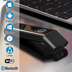 2D Barcode Scanner with Stand, Compatible with Bluetooth & 2.4G Wireless & Wired Code Scanner, USB Image Bar Code Reader for Laptops, Computers, Cashier,iPhone iPad Android