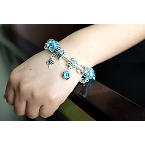 Falari Birthstone Bracelet Multi-Color Charm Beads Silvertone March OB07234-MAR